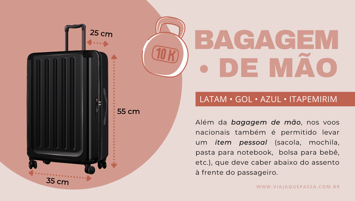 Bagagem de mão: peso, medidas e o que é permitido levar
